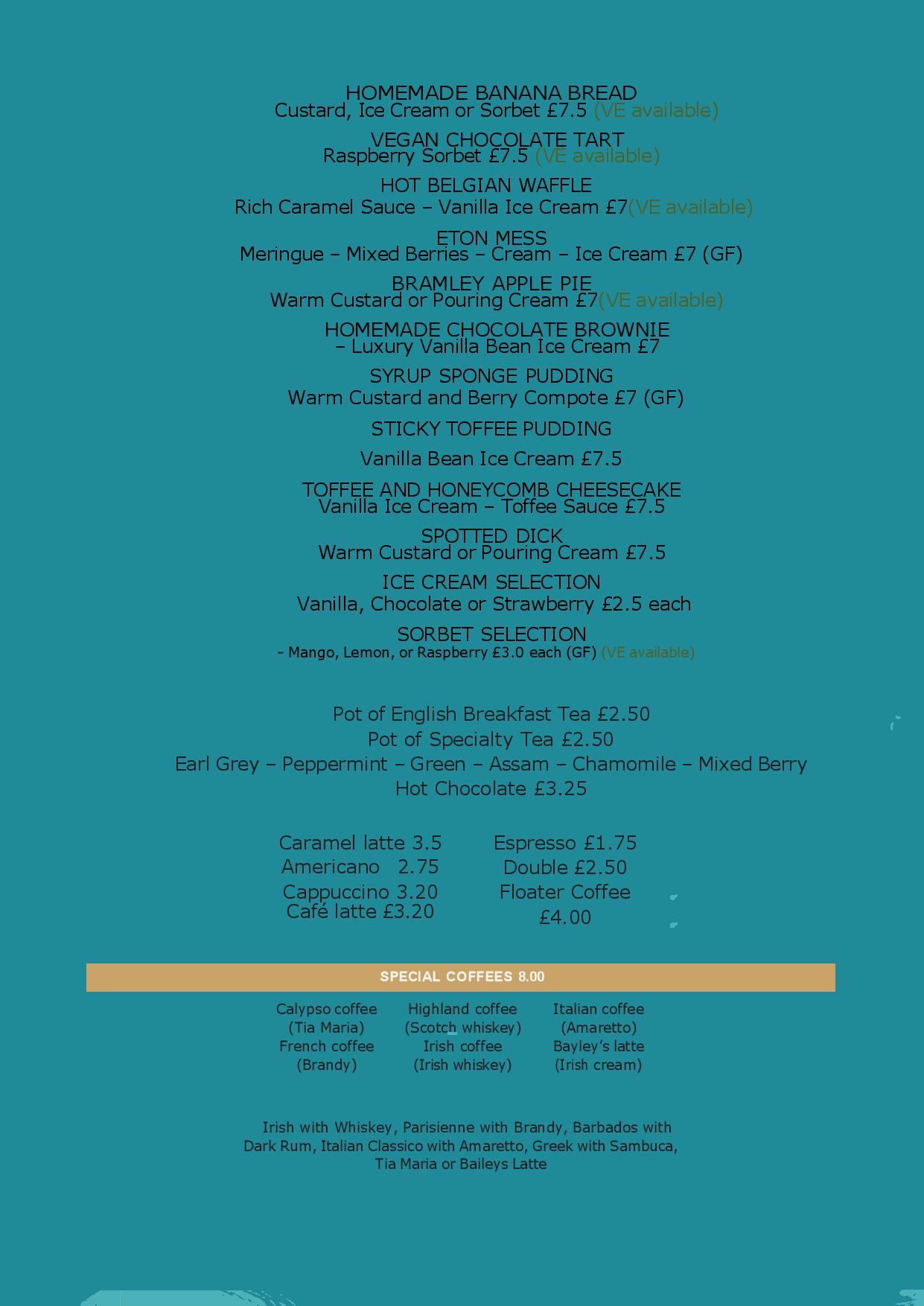Cowper Arms Menu - Cowper Arms