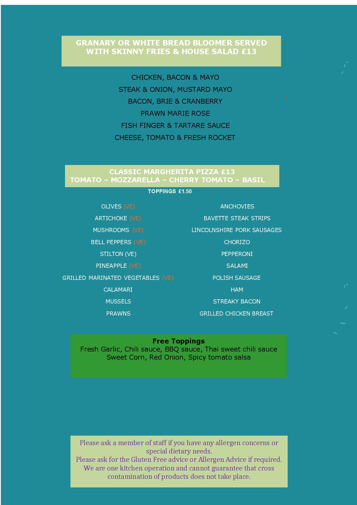 Cowper Arms Menu - Cowper Arms